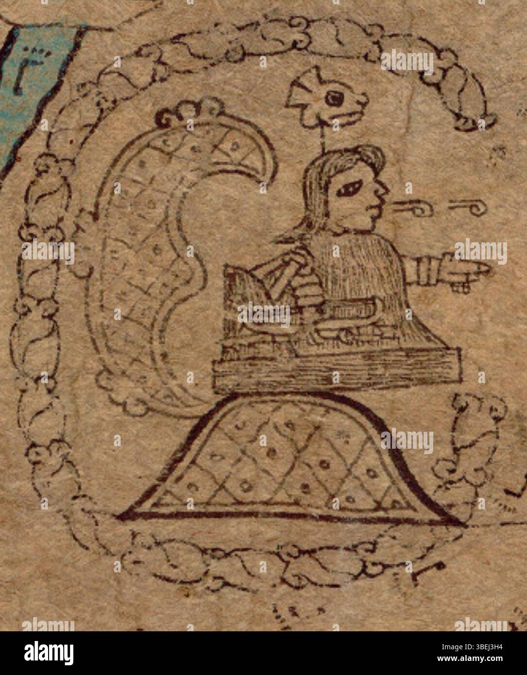 A fragment from the Codex Xolotl depicts Xolotl, with his name glyph ...