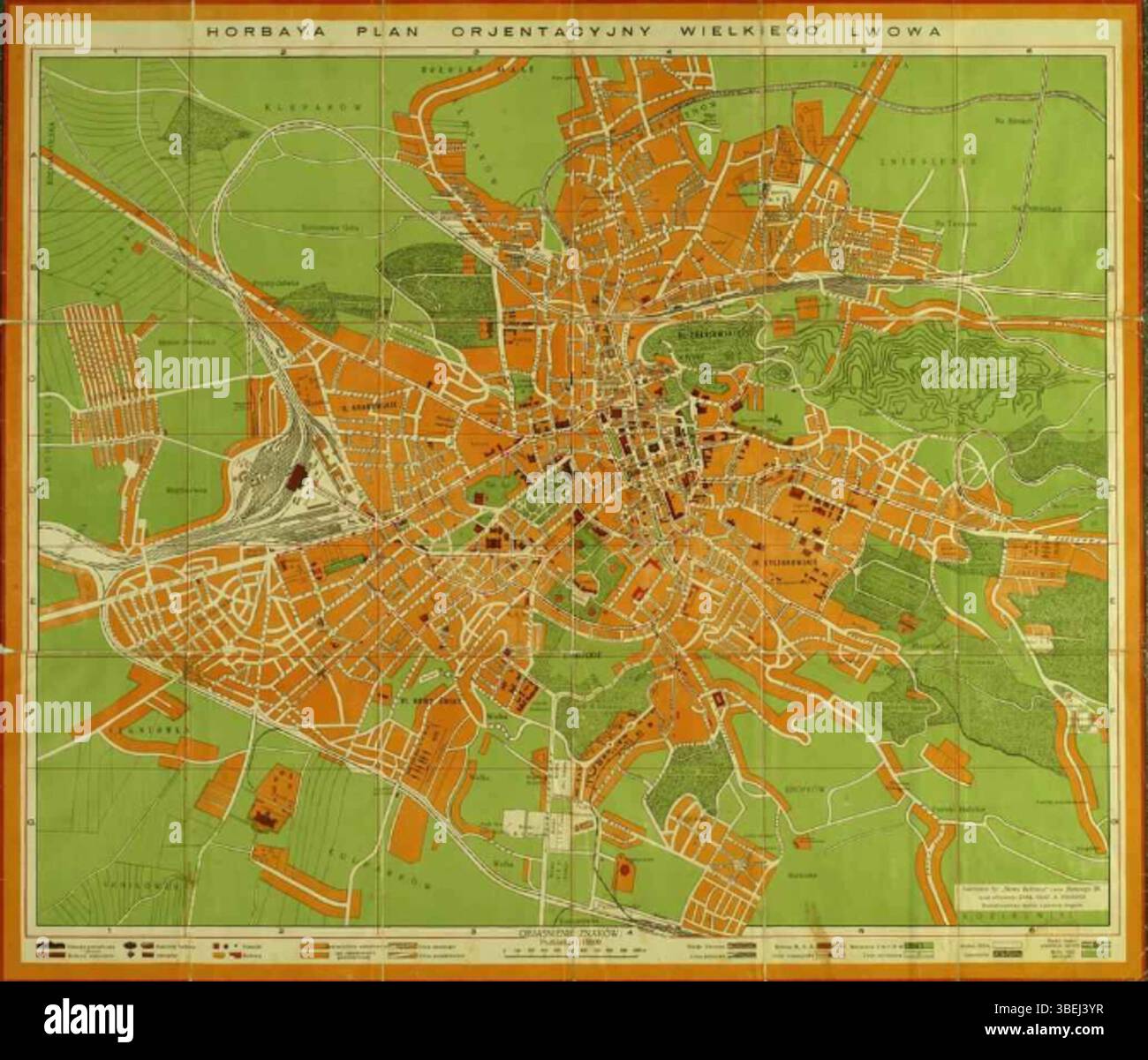 This 1938 map of Greater Lviv (Wielki Lwów) offers an orientation plan ...