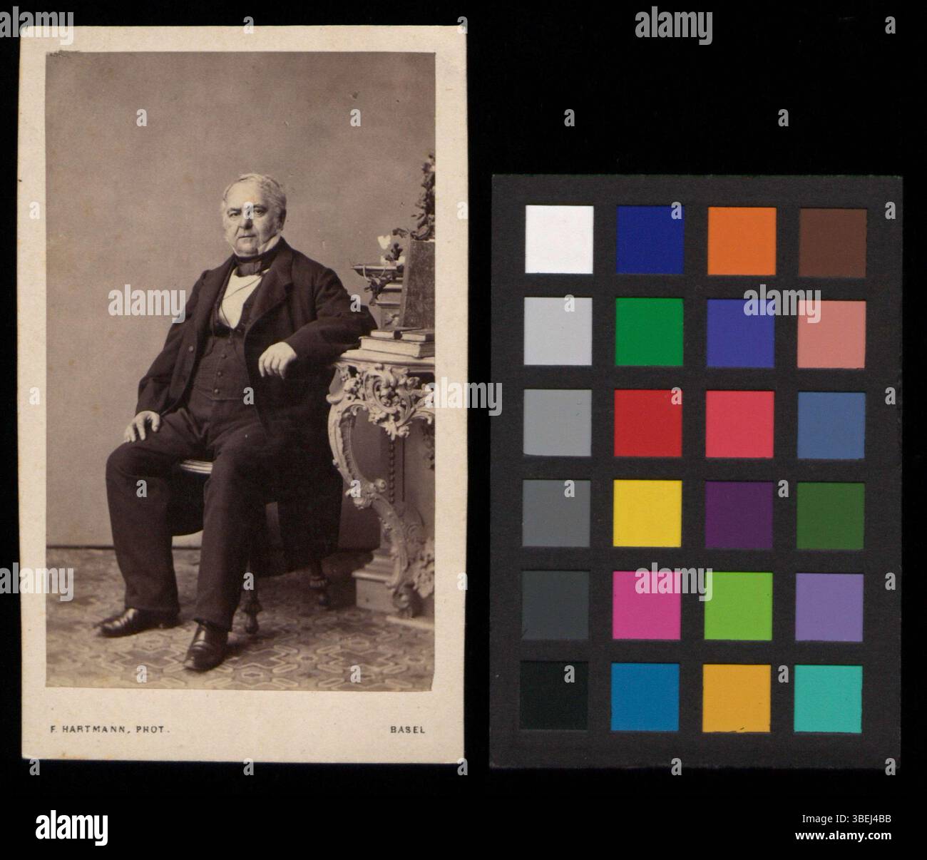 This black-and-white cabinet card photograph of Georg Friedrich Goppelsroeder-von Speyr, taken ...