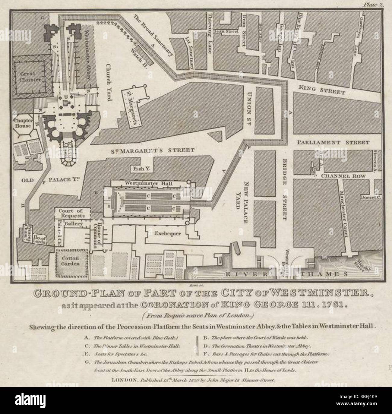 A ground plan by John Rowe, published in 1820, shows Westminster during ...