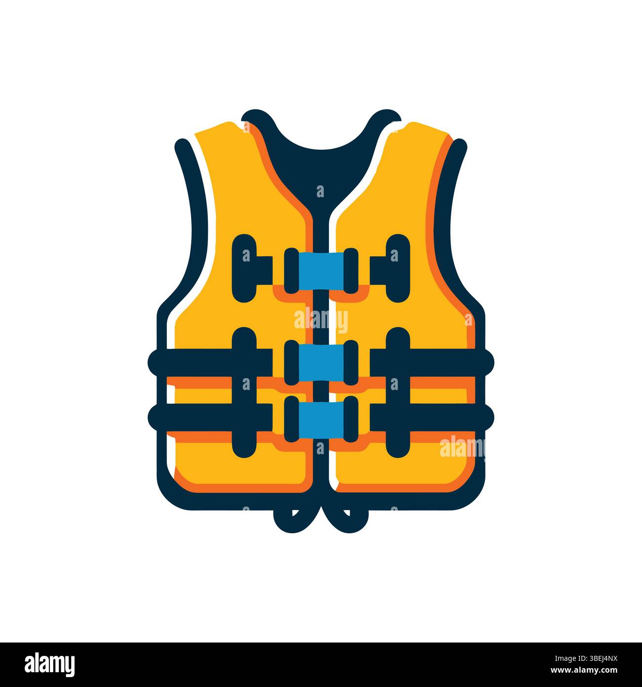 Bright Yellow Life Jacket Vector Illustration for Water Safety and ...