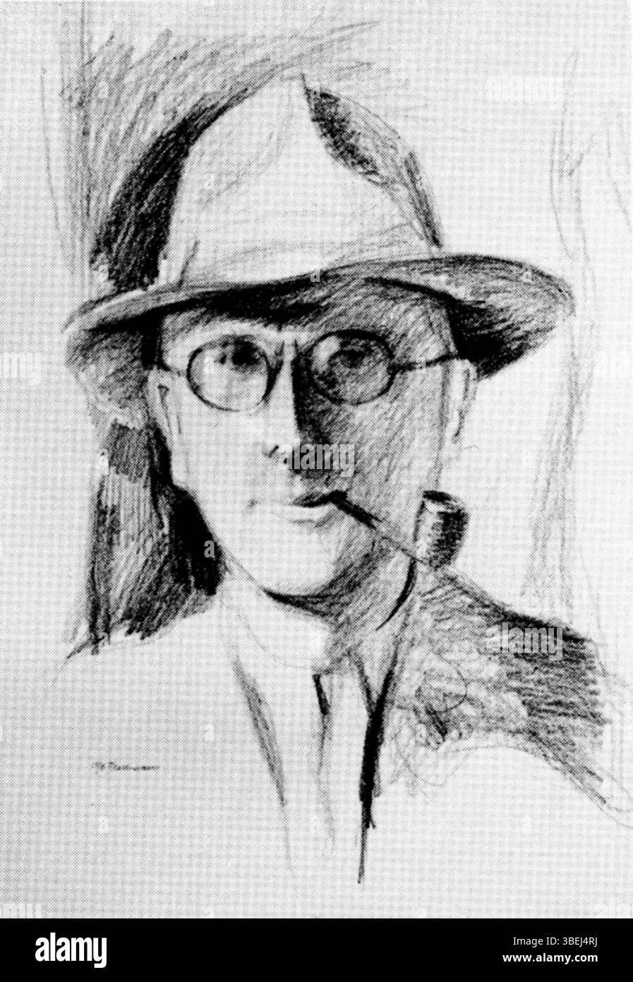 Circa 1940 pencil self-portrait by Swiss artist Paul Haldimann (1893 ...