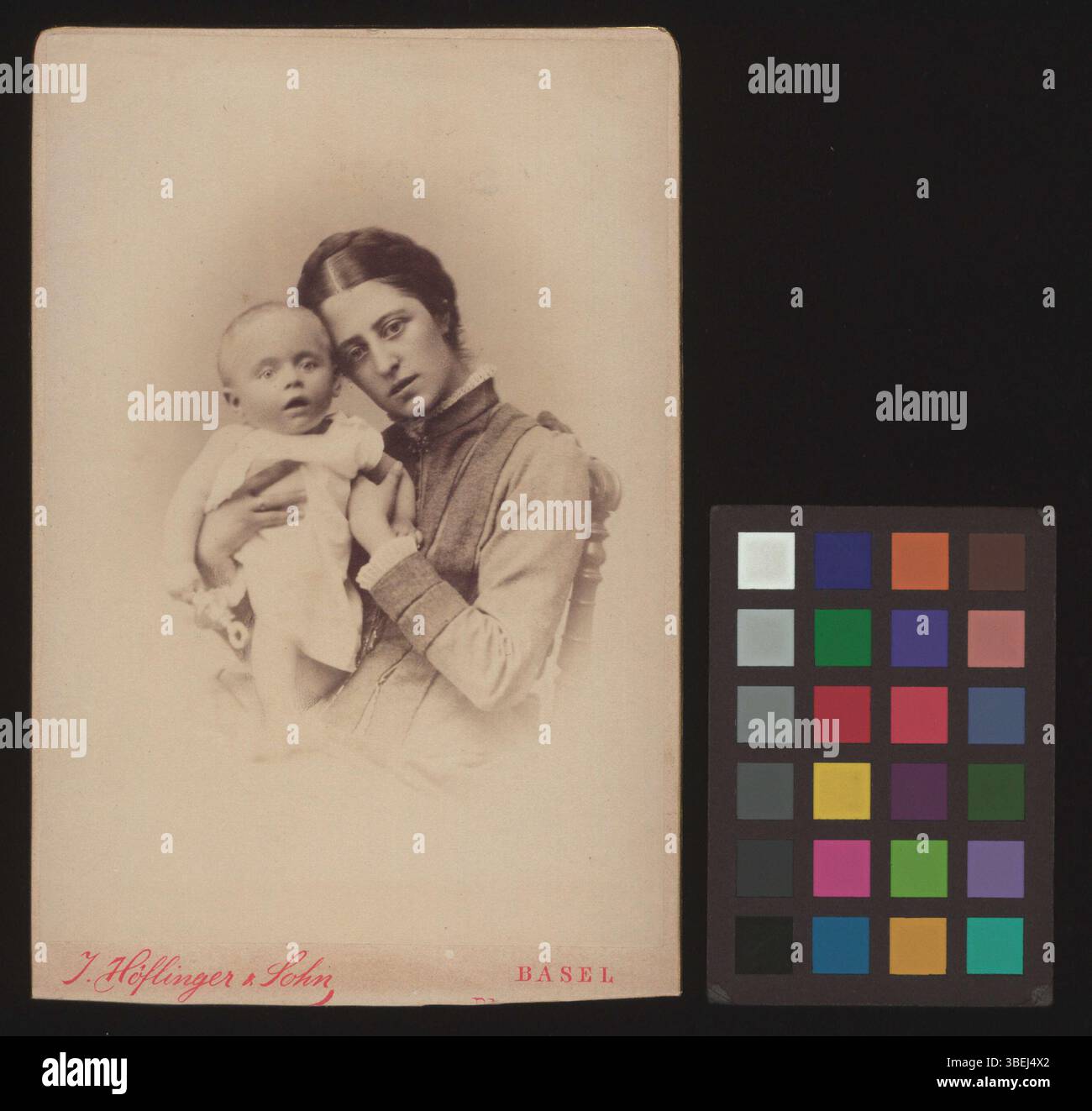 A black and white cabinet card photograph of Julie Oser with child ...