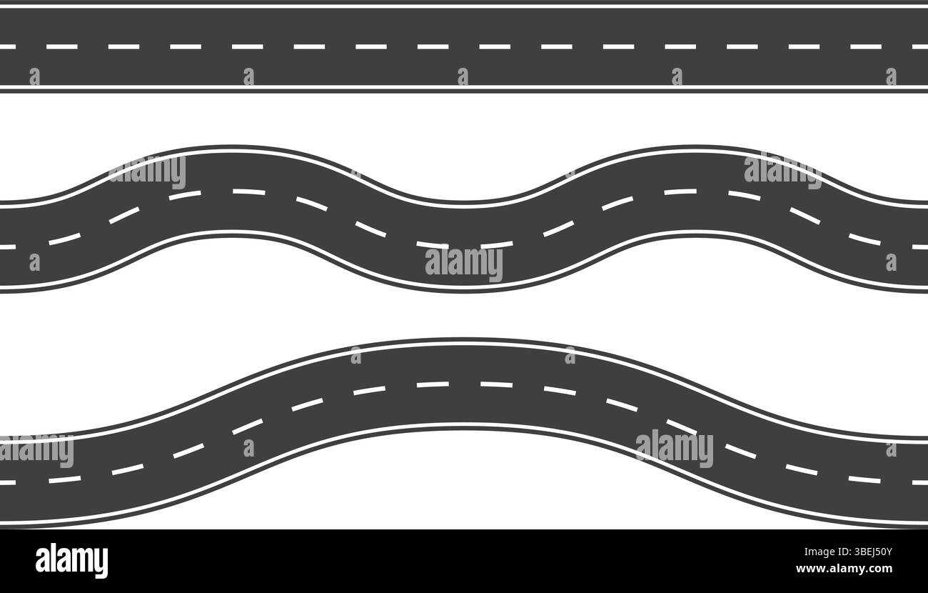 Straight and winding roads template. Vector illustration Stock Vector ...