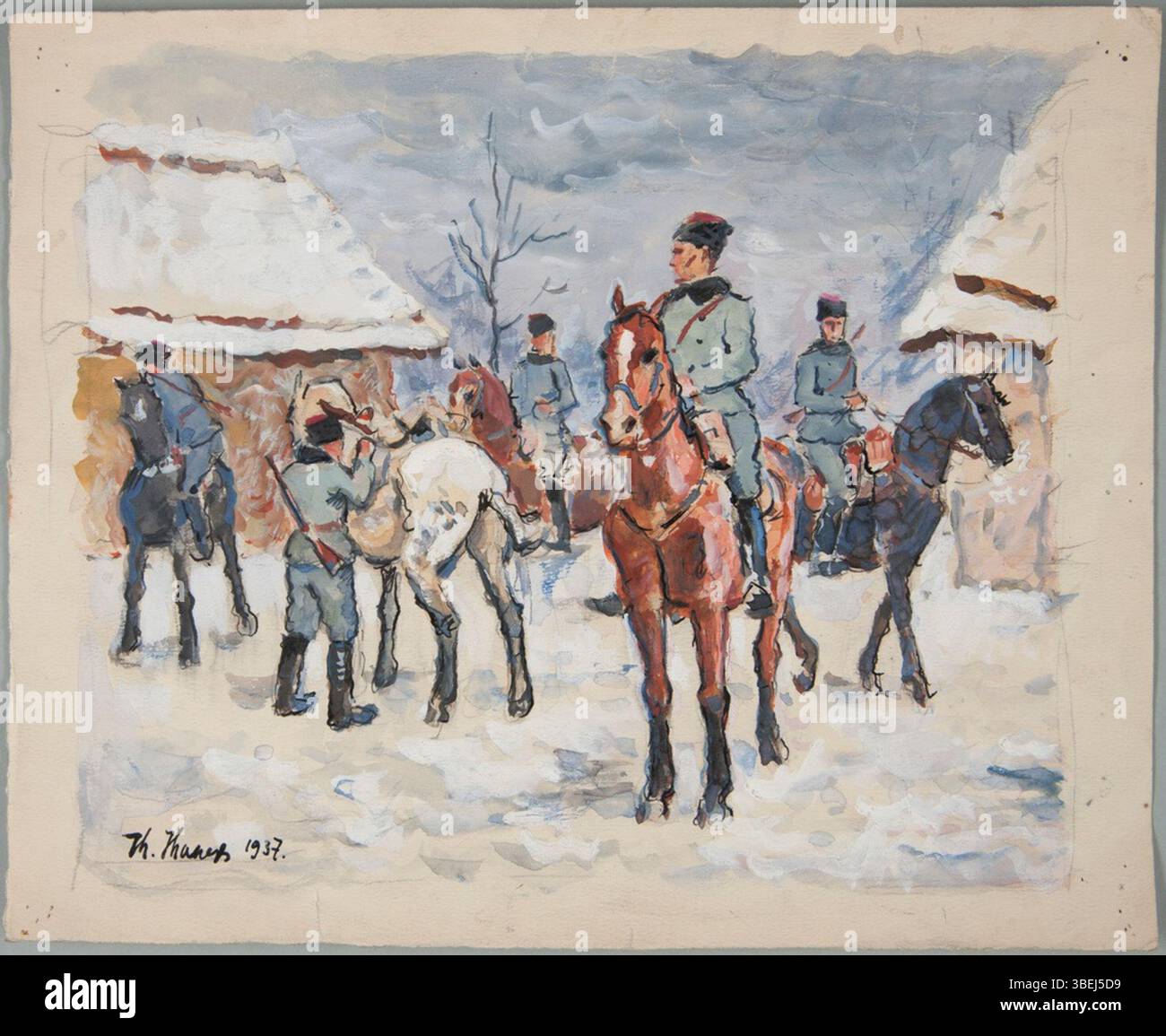 This 1937 painting by Ivan Ivanets depicts soldiers on horseback ...