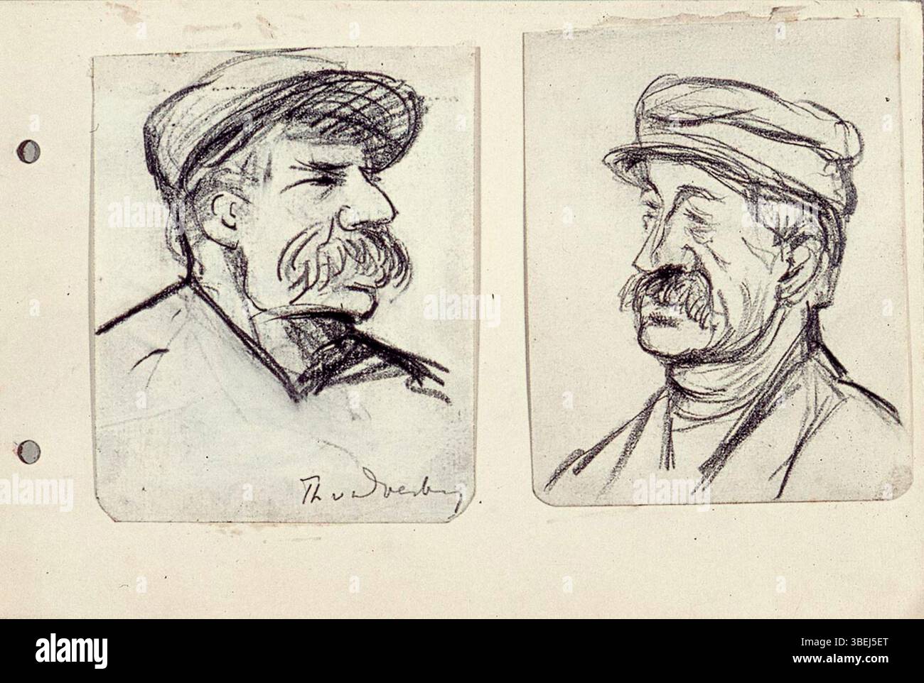 In this 1906-1910 sketch, Theo van Doesburg portrays two men wearing ...