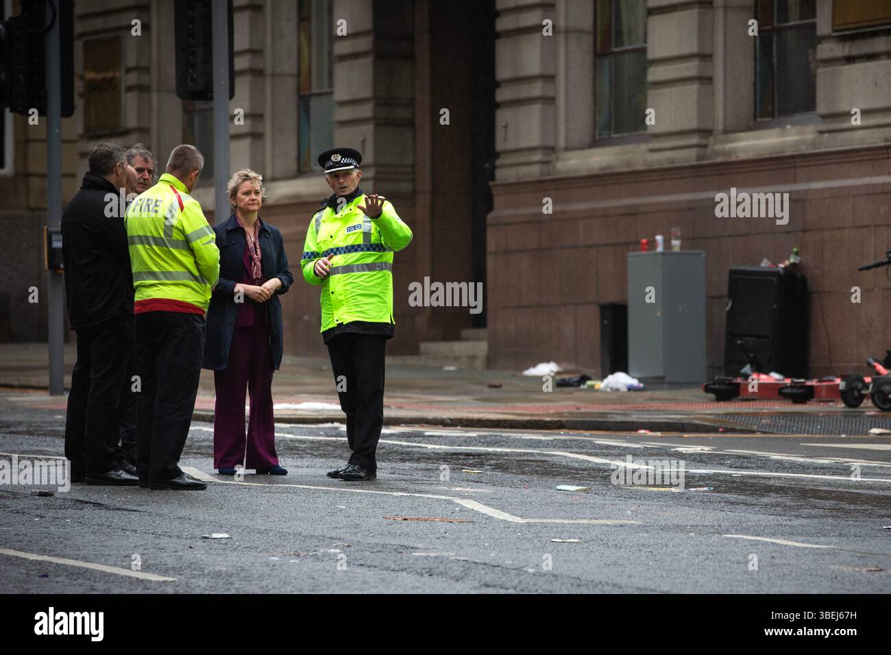 Home Secretary Yvette Cooper MP talking with police and other first ...