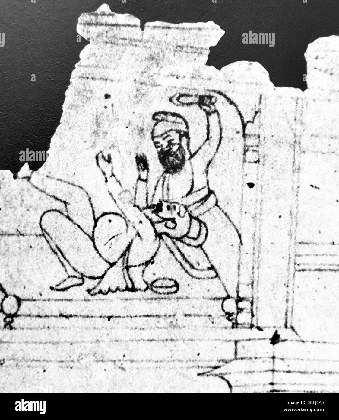 This detail from a 19th-century Sikh drawing shows Zakariya Khan ...