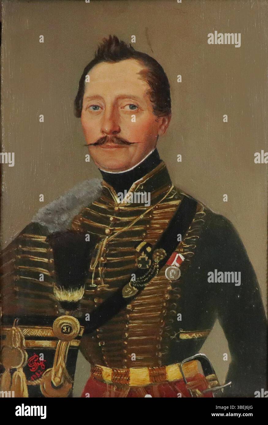 A portrait from 1882 depicting an Austrian hussar officer in uniform ...