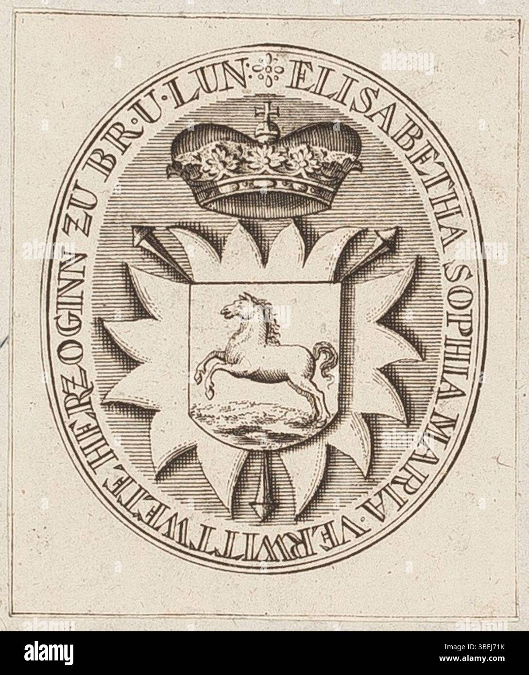 The 'Exlibris' (bookplate) of Duchess Elisabeth Sophie Marie of ...
