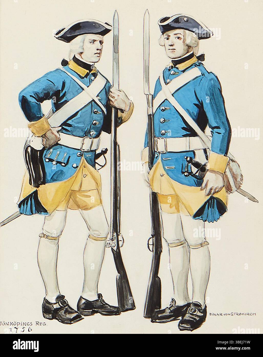 This illustration by Einar von Strokirch shows two soldiers from the ...