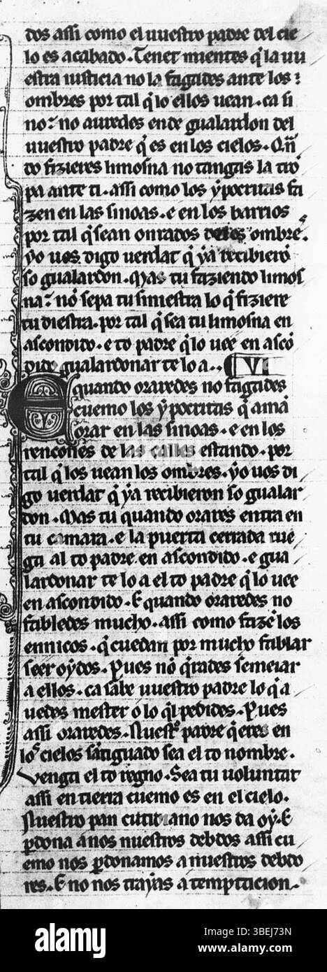 This image shows Matthew 6:11 from the Pre-Alfonsí Bible, a 13th ...