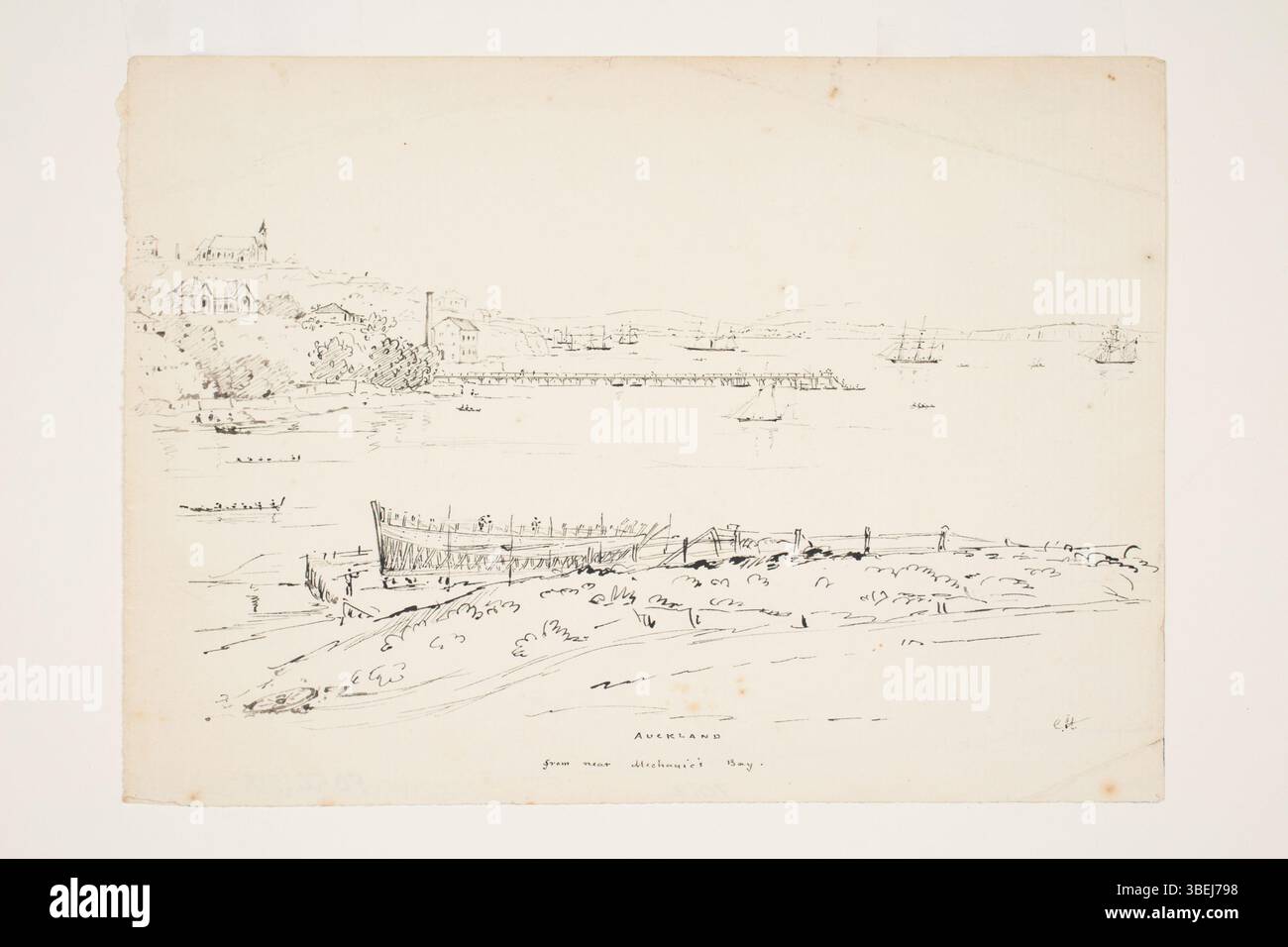 This drawing by Charles Heaphy, created around 1860, depicts Auckland ...