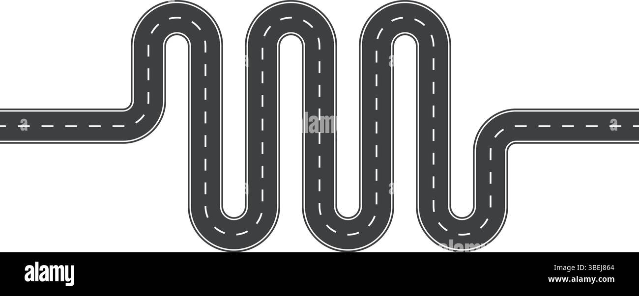 zigzag road template. curved highway road map. Vector illustration ...