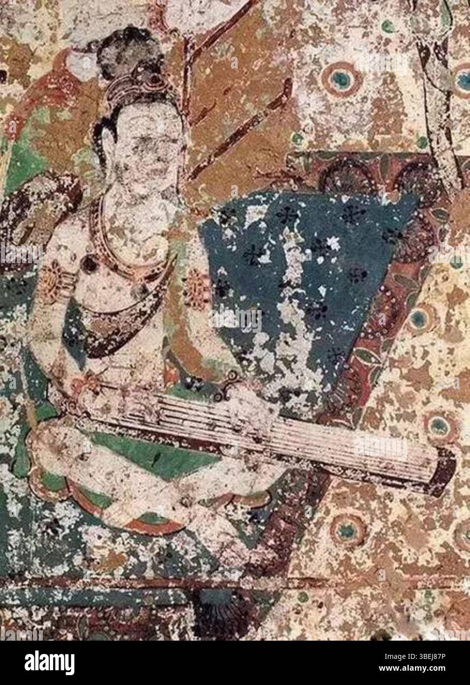 Dunhuang Cave 220 features a depiction of a zheng or guzheng, an ...