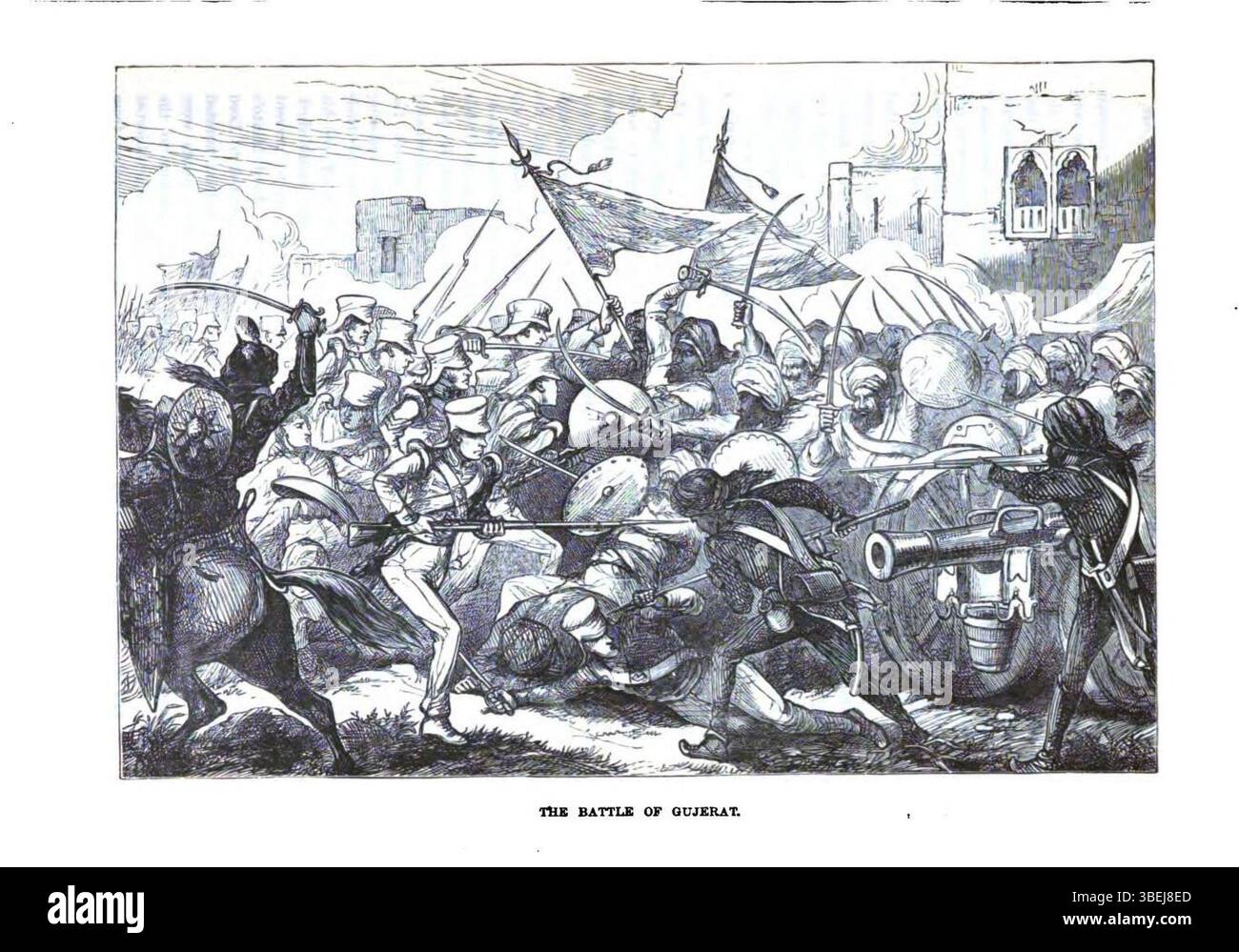 This 19th-century illustration depicts the Battle of Gujrat, which took ...