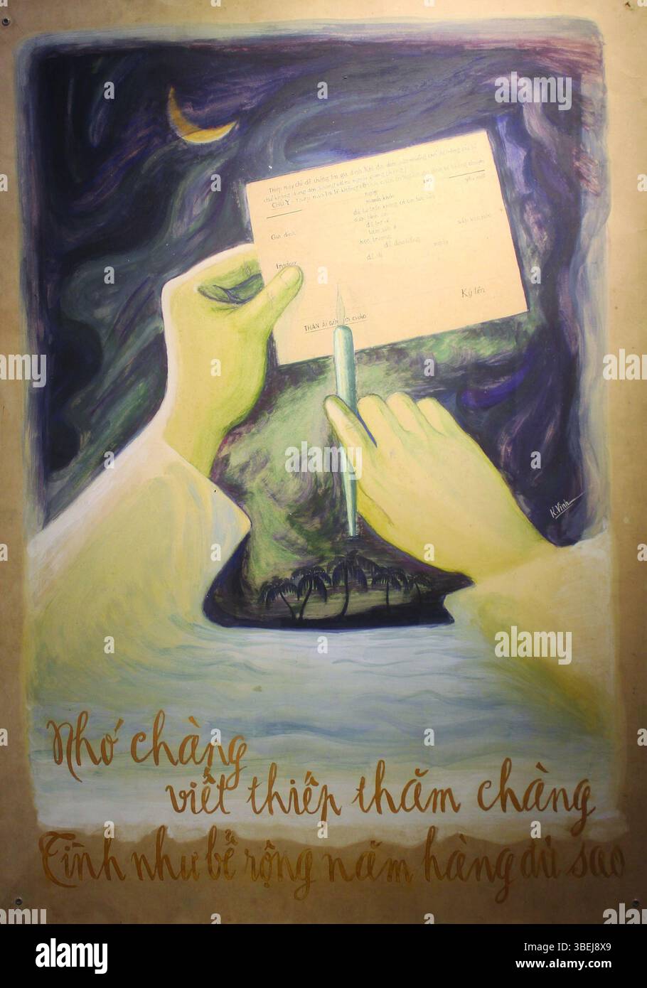 'Tình trong lá thip' is a 1960 artwork by female artist Trinh Kim Vinh ...