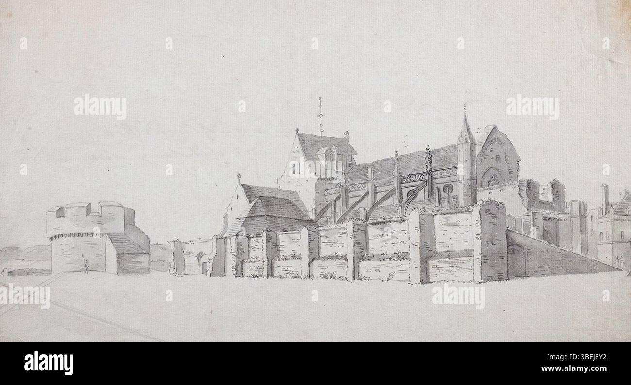 This circa 1780 drawing by an unknown artist depicts the Church of ...