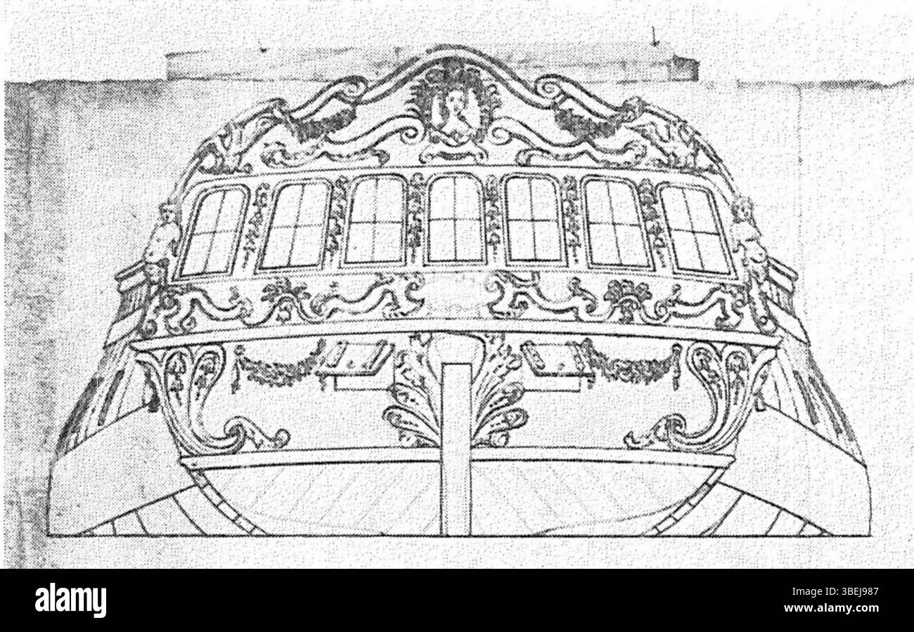 This construction drawing, dated circa 1741, illustrates the frigate ...