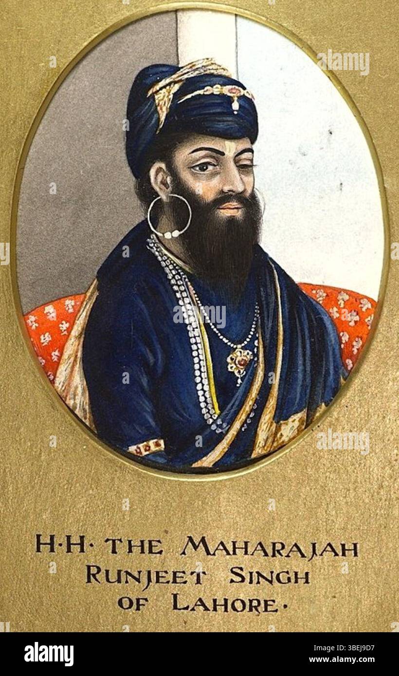 An early portrait of Maharaja Ranjit Singh, painted between 1810 and ...