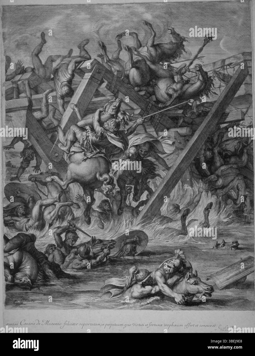 This historical artwork by Gérard Audran depicts the Battle of the ...