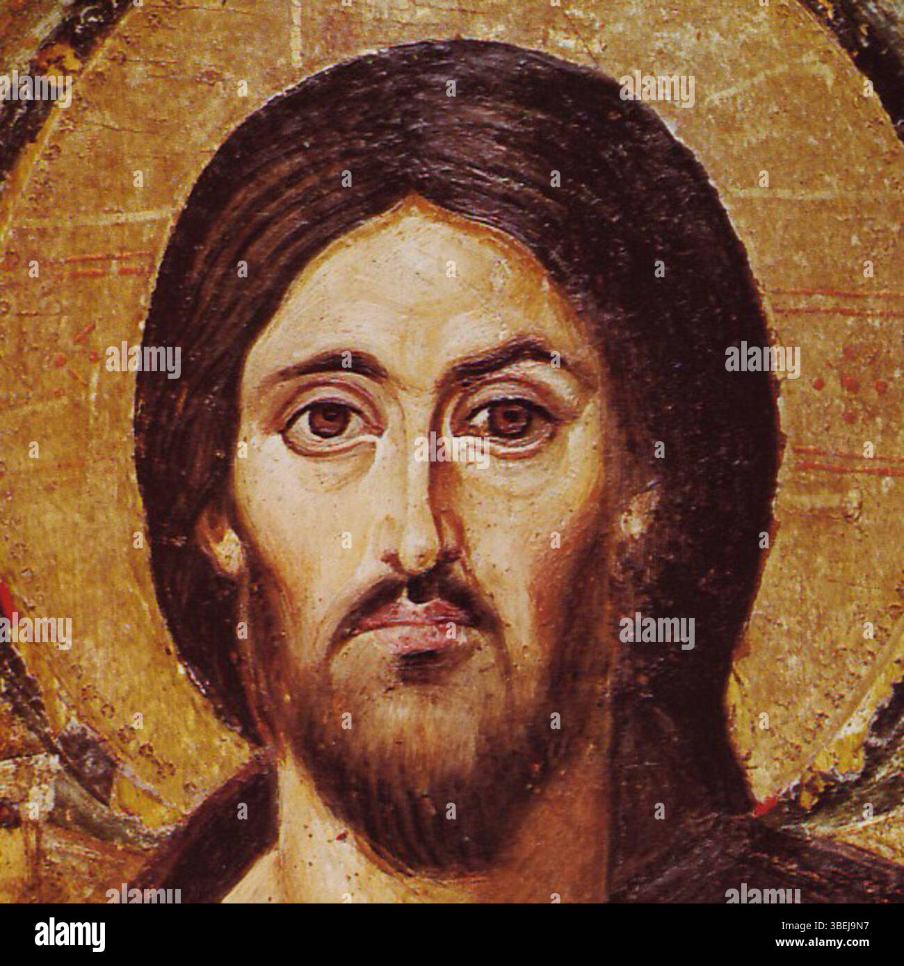 This 6th-century encaustic icon of Christ, originating from Sinai, is ...