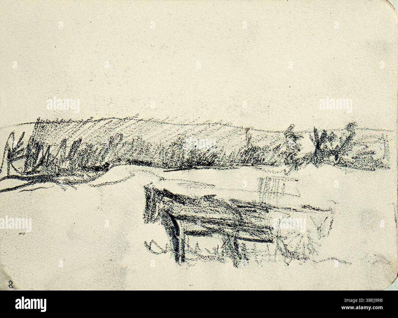 In this 1910 drawing by Theo van Doesburg, a horse and wagon traverse a ...