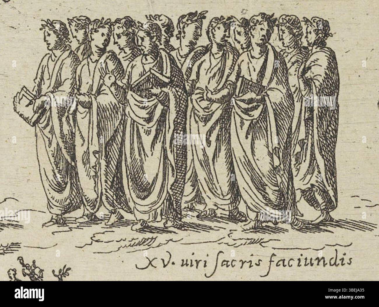 The 1565 engraving *XV.Viri sacris faciundis* depicts the 12 ...