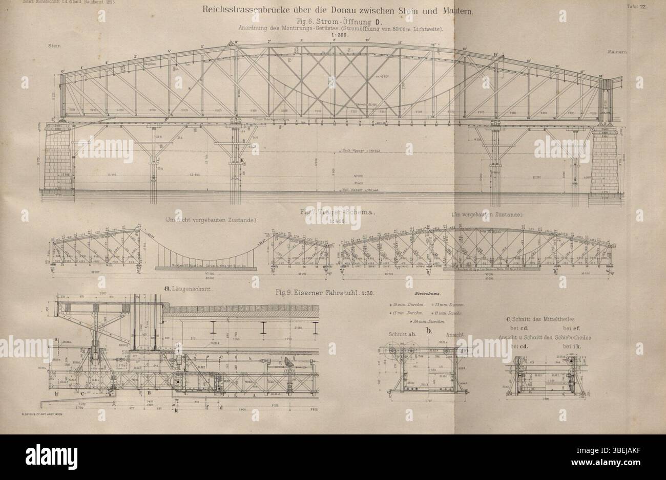 The Reichsstraßenbrücke over the Danube between Stein and Mautern ...