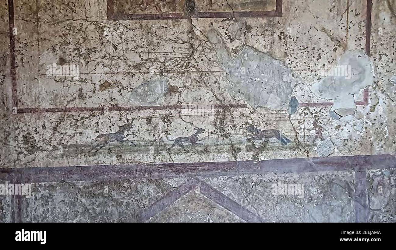 A hunt scene is depicted on the predella of the north wall in the ...