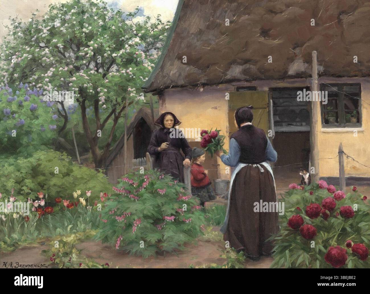 This painting, 'A Visit' by Danish artist Hans Andersen Brendekilde ...