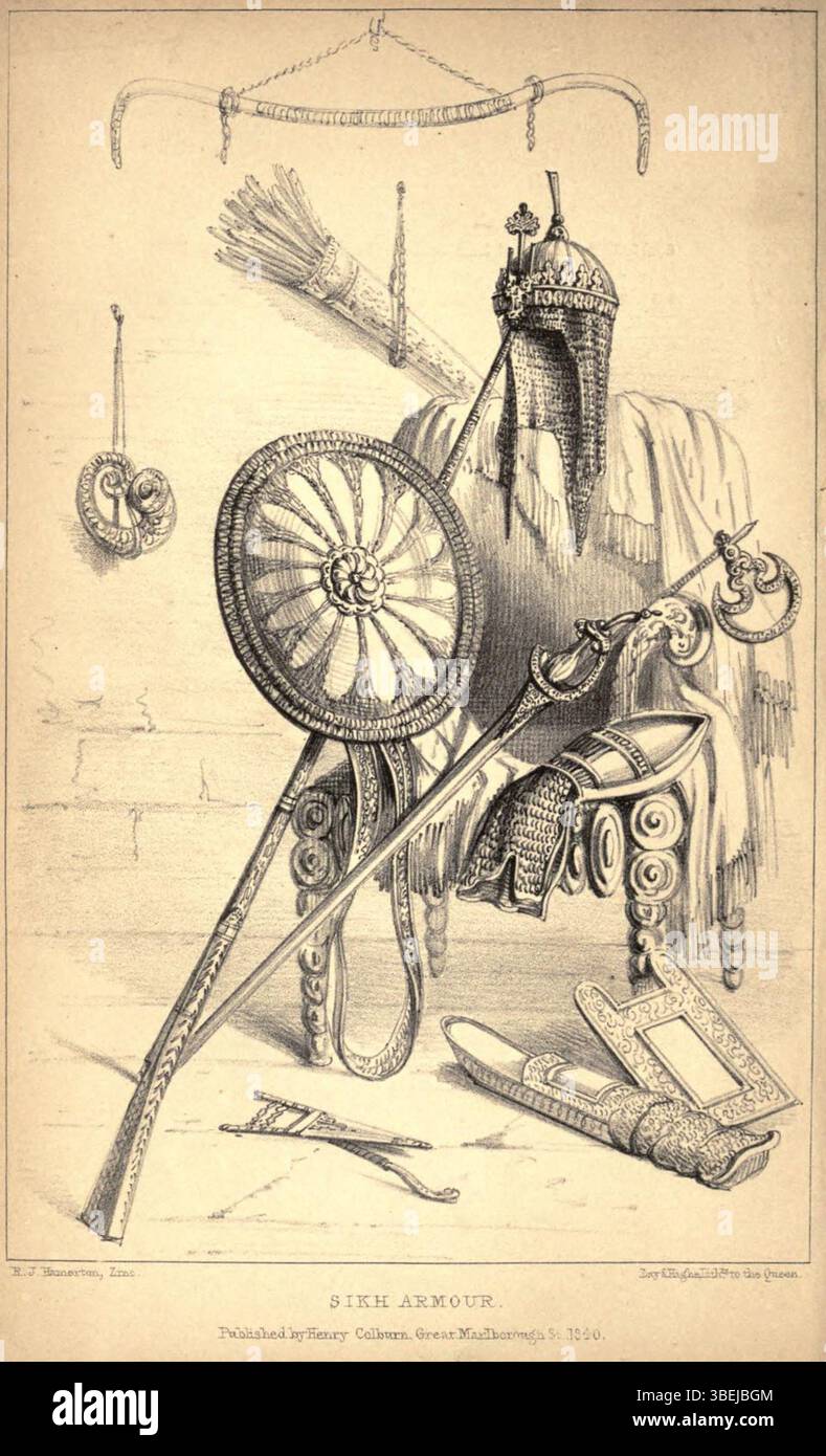 This lithograph depicts Sikh armor, from *The Court and Camp of Runjeet ...