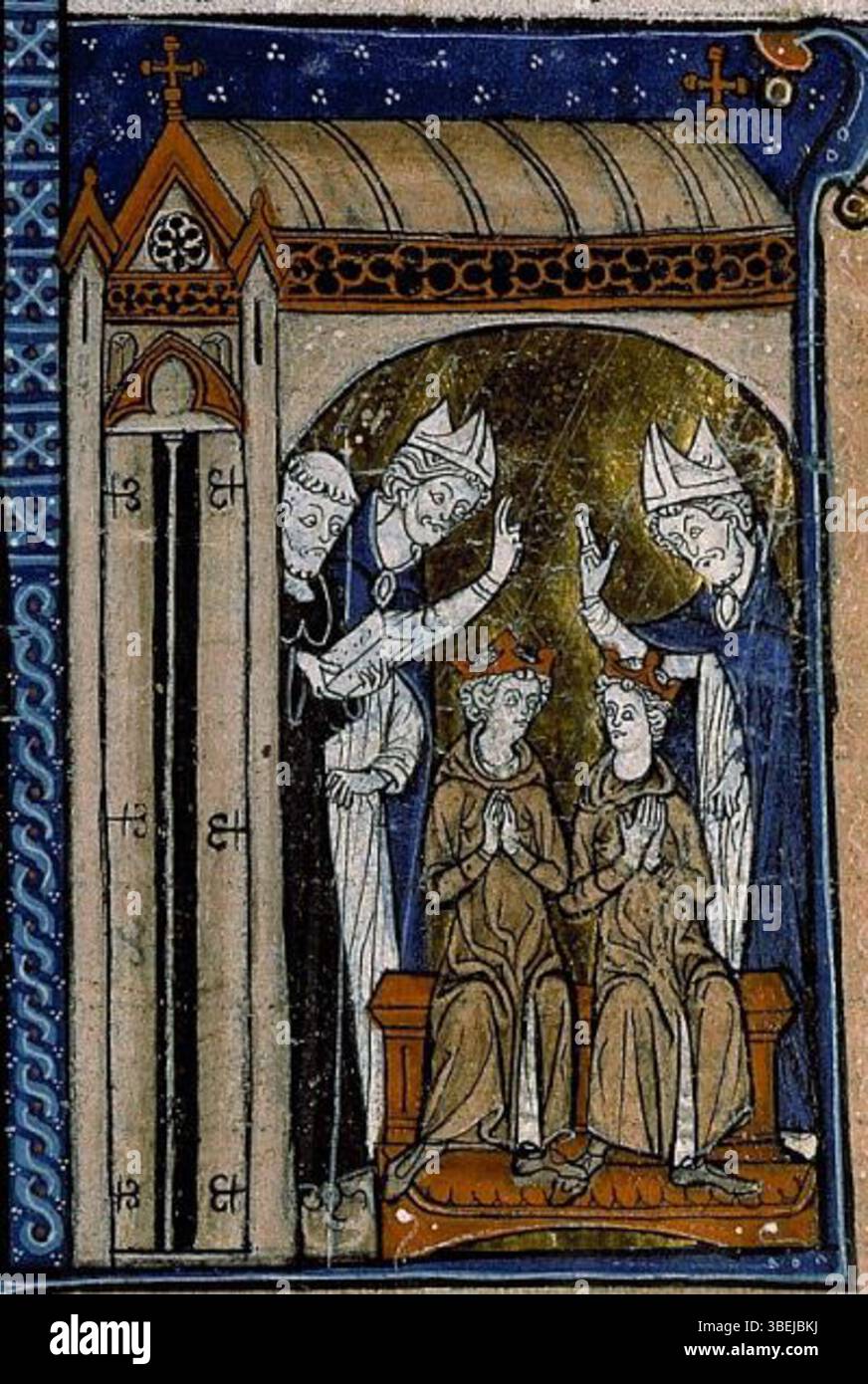 This 14th-century manuscript illustration from 'Les grandes Chroniques ...