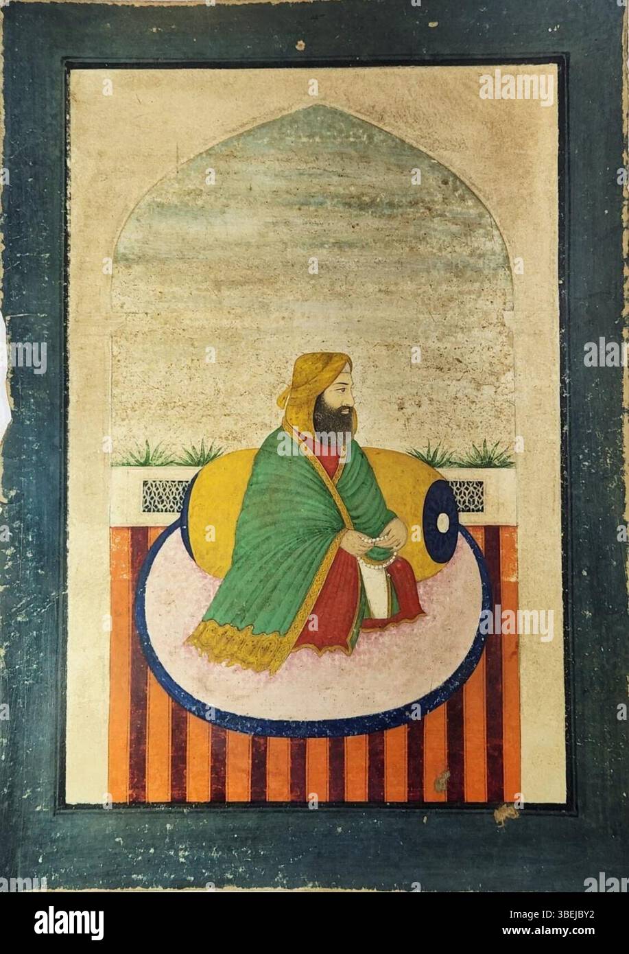 This 19th-century miniature painting depicts a Sikh figure, possibly a ...