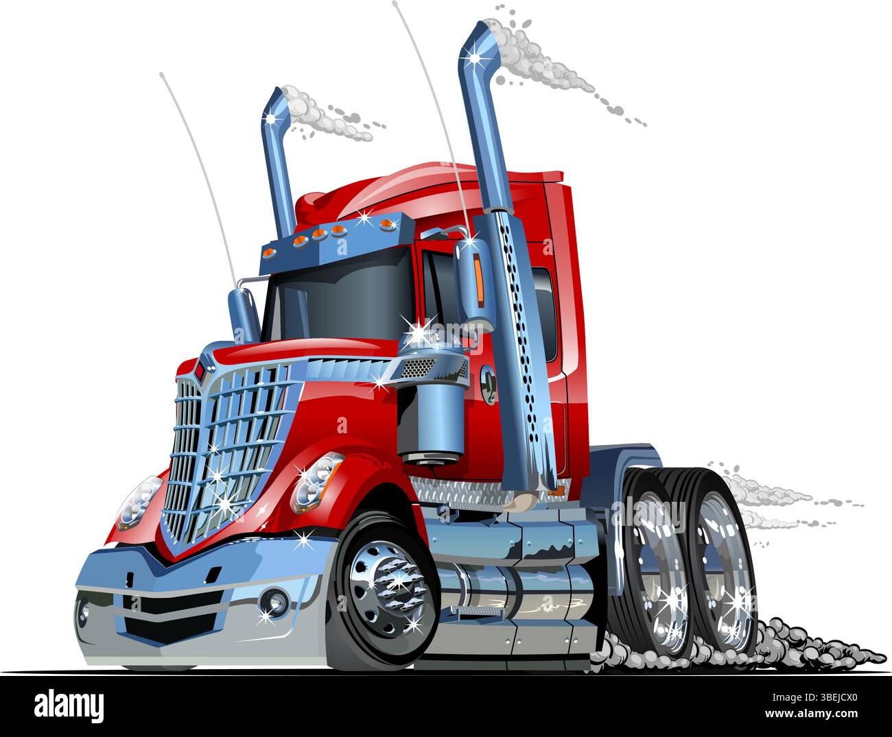 Cartoon semi truck. Available EPS-10 vector format separated by groups ...