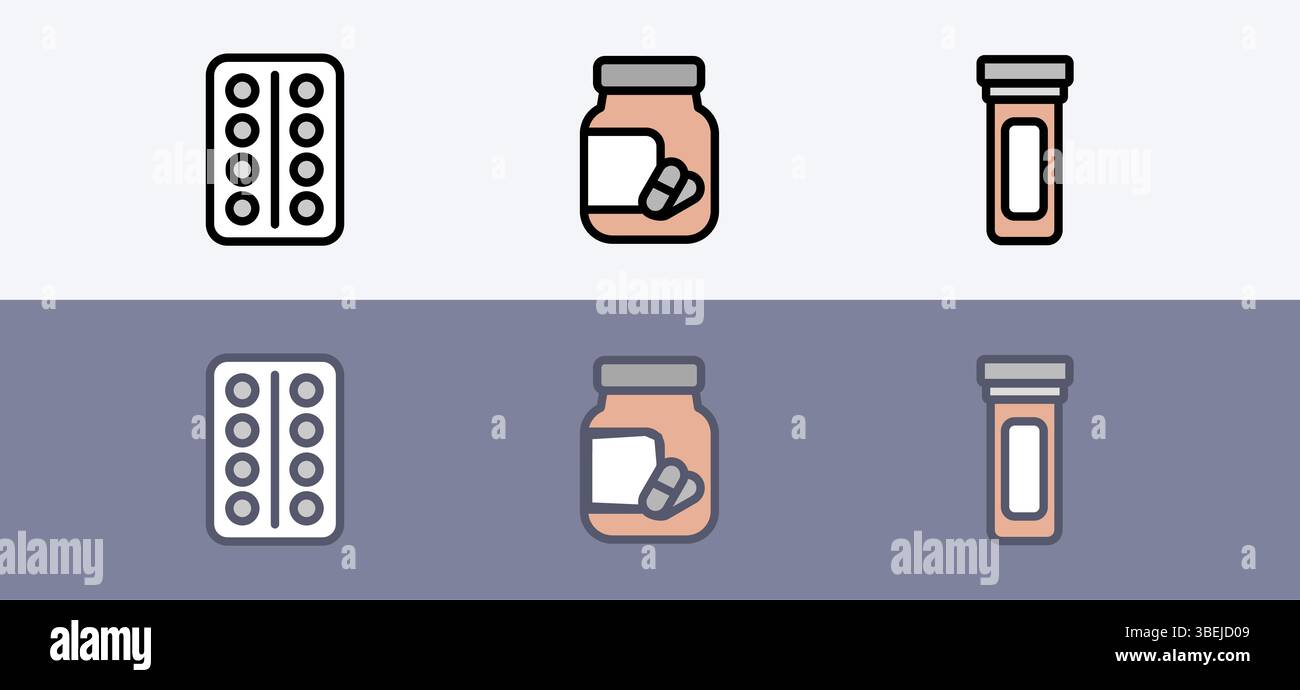 Pharmacy and hospital medical treatment symbol set - medical pills set ...