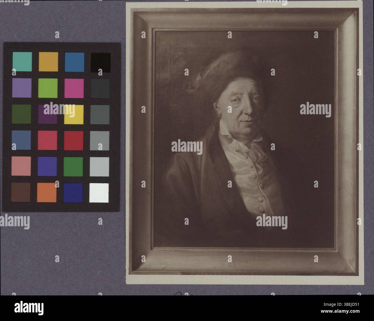 This reproduction of a painting from the 18th century features a ...