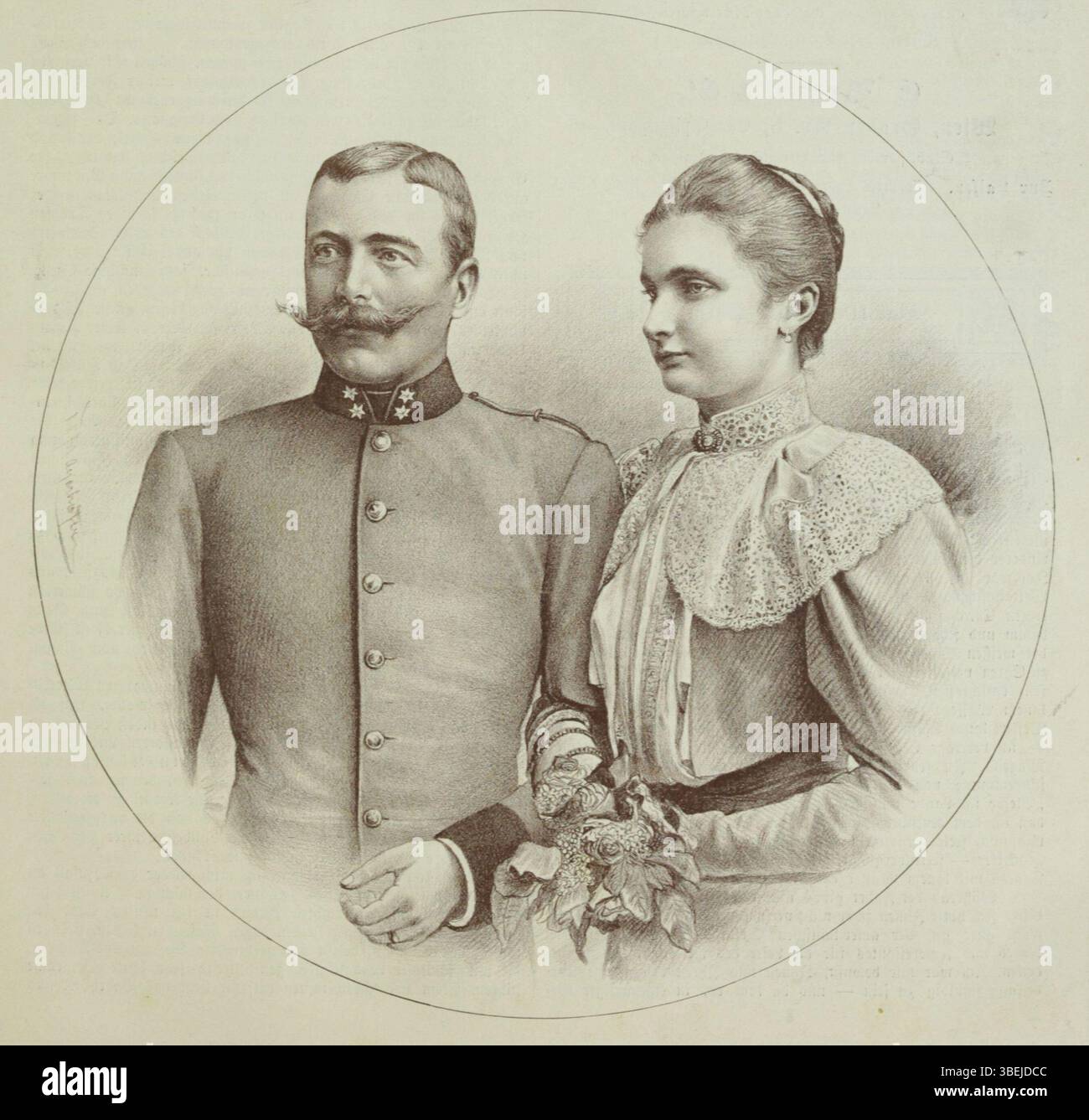Engagement announcement image from the 1893 Wiener Salonblatt showing ...