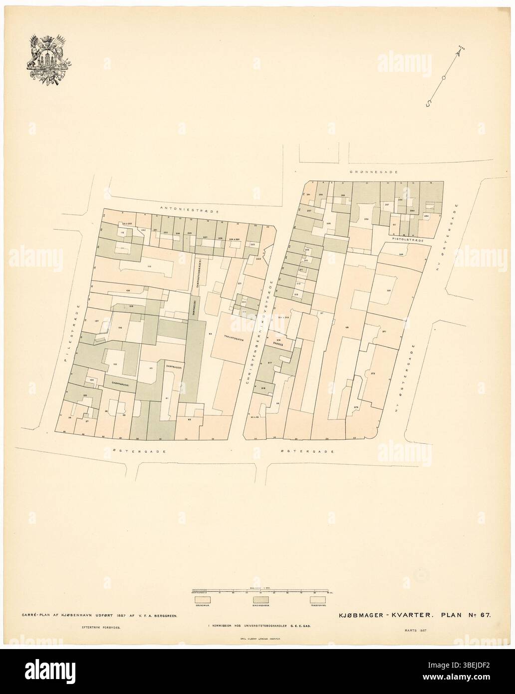 This 1886–1888 map shows the Kjøbmager district of Copenhagen, with ...