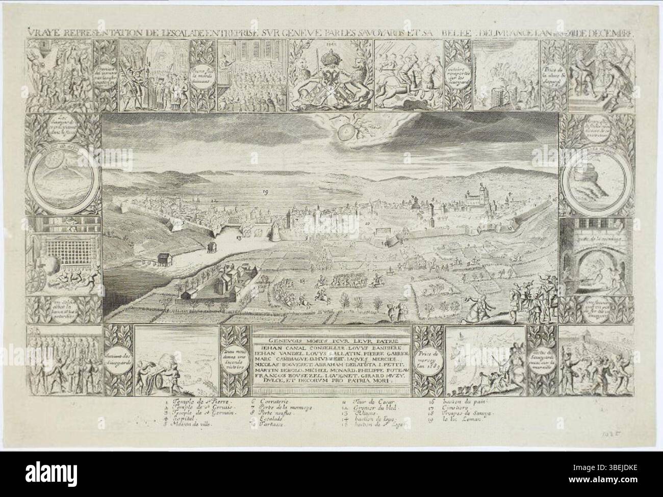 François Diodati’s 1667 drawing depicts the Escalade, the defense of ...