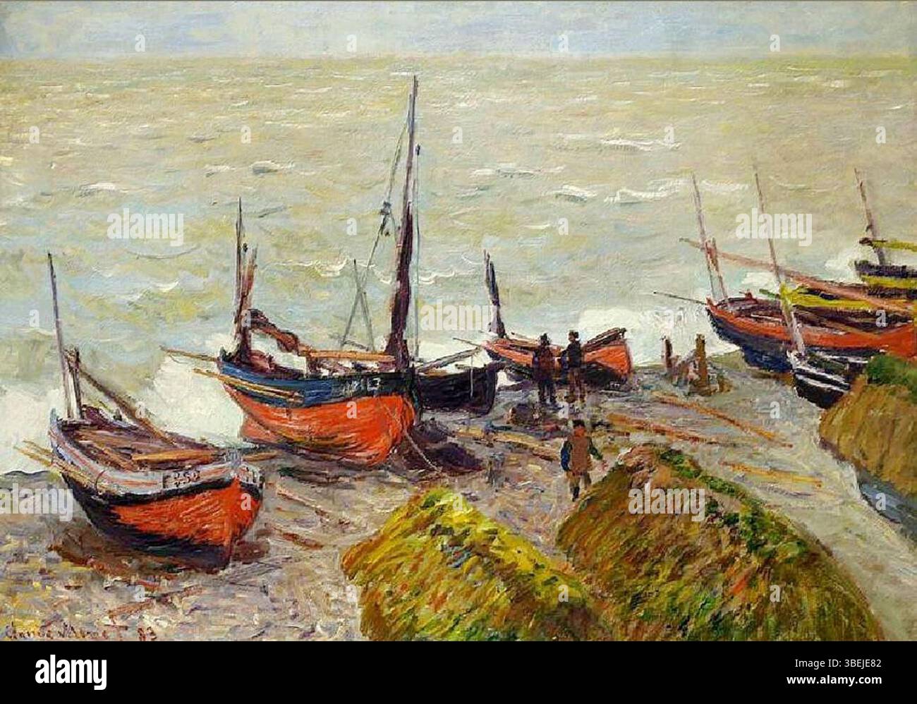 1882 seascape by Claude Monet depicting fishing boats on the water ...