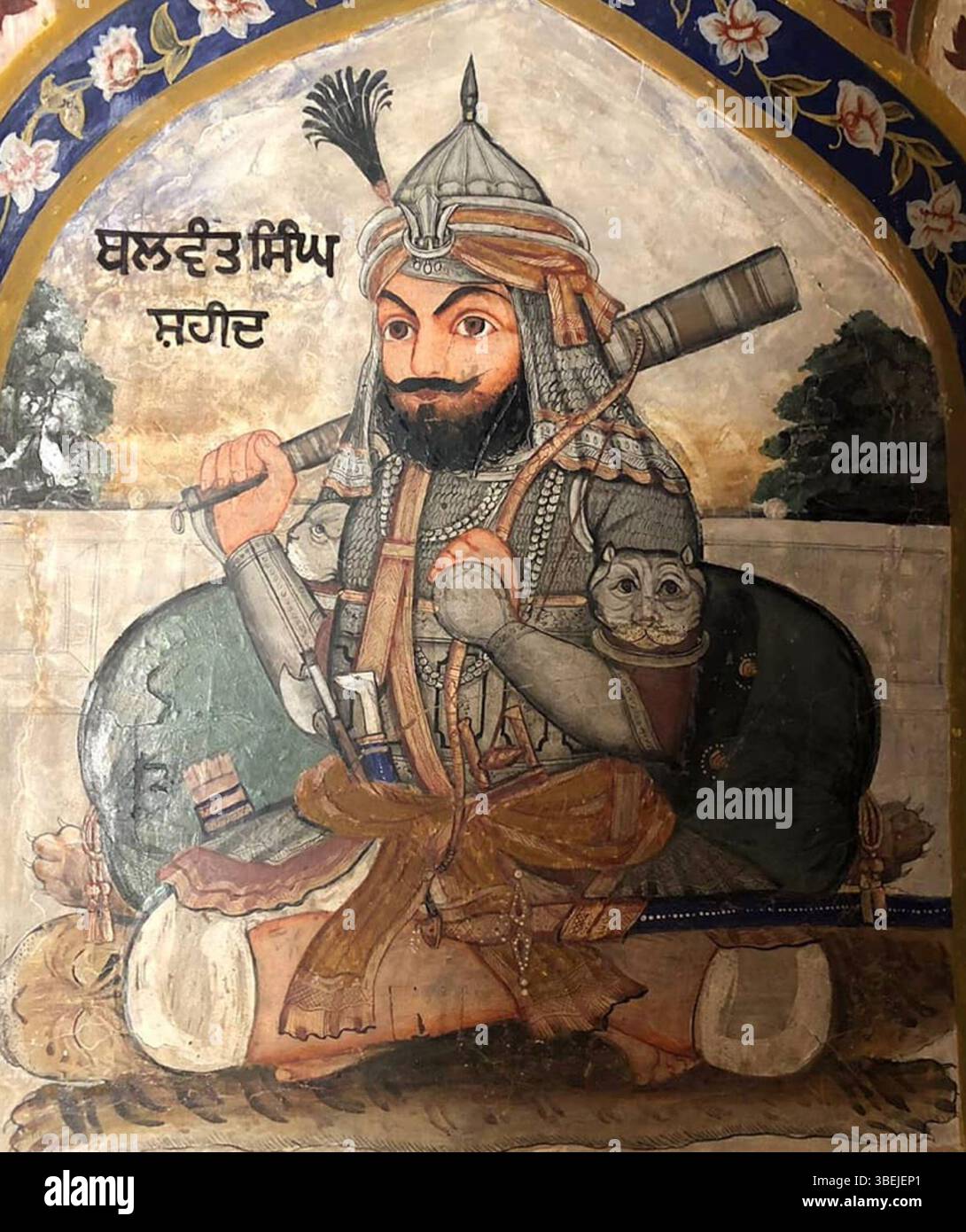 This fresco of Balwant Singh from Gurdwara Baba Atal, Amritsar, was painted by Naqqash artists ...