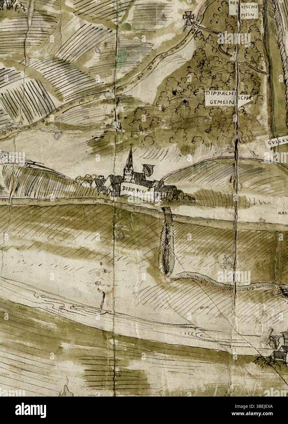 This map, from around 1600, depicts Dippach, an excerpt from the ...