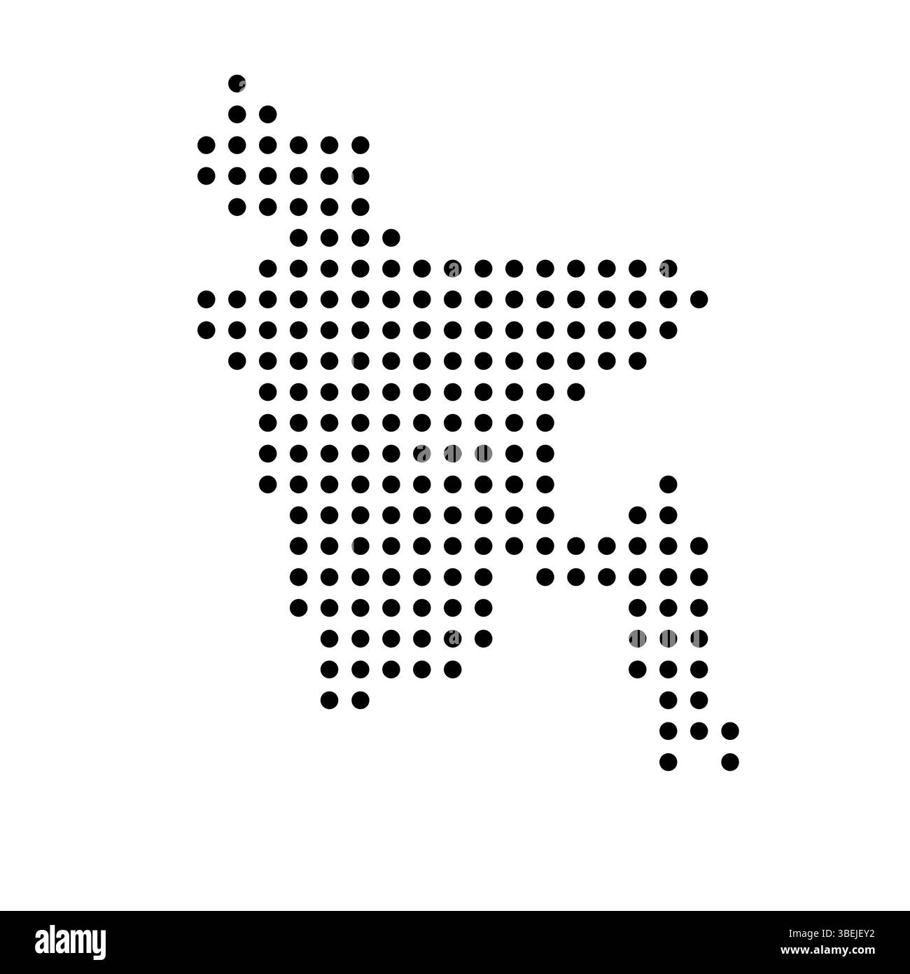 Bangladesh country dotted map. Black spot pixel illustration isolated on white background ...