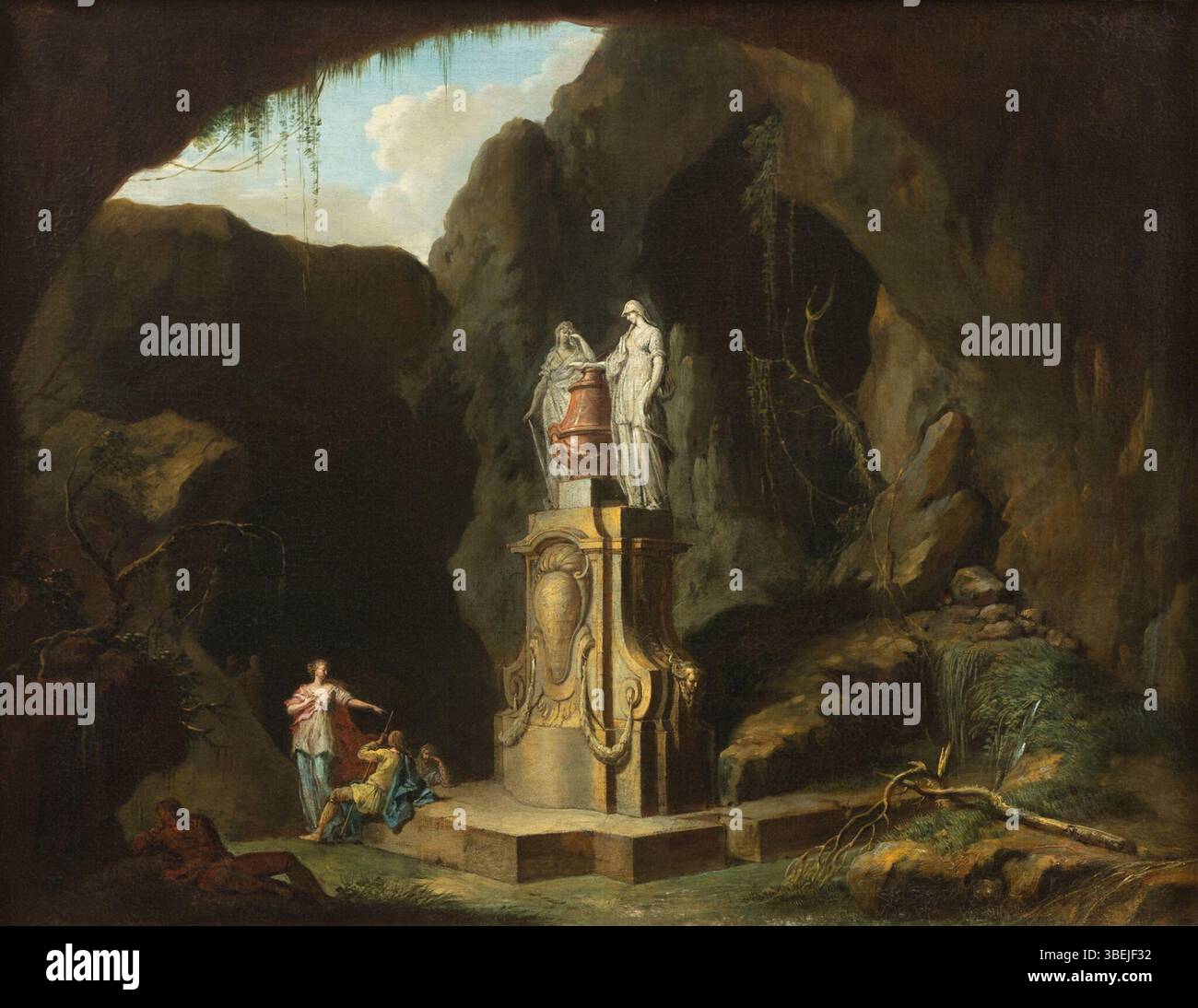 This painting by Johann Georg Böhm (II) depicts the interior of a cave ...