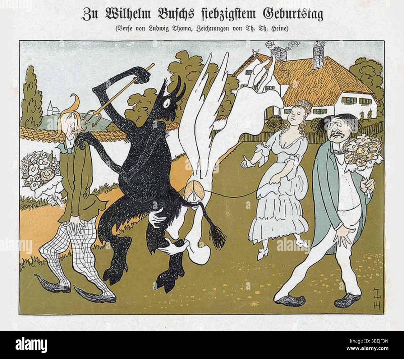 'To Seventieth Birthday of Wilhelm Busch' (1903) by Thomas Theodor ...