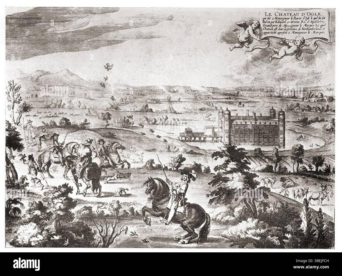 This 17th-century artist's interpretation of Ogle Castle provides a ...