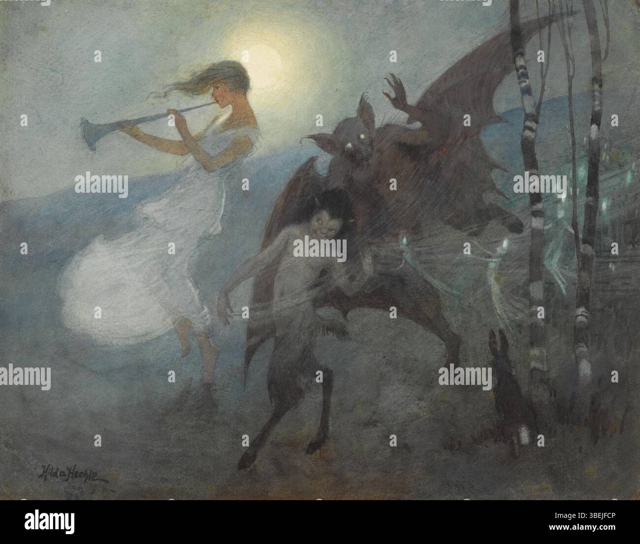 A watercolor painting by Hilda Hechle from around 1930 titled *A ...