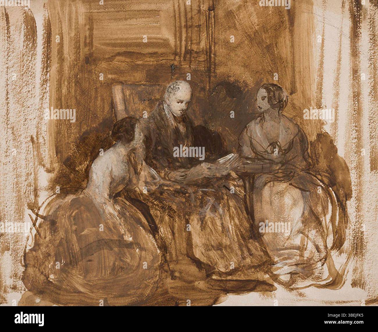 This oil on paper painting by Frank Stone, titled 'Samuel Rogers with ...