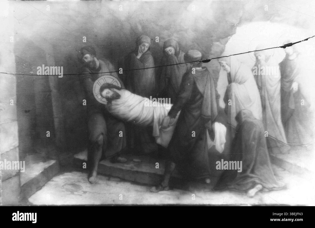 Photograph depicting the burial of Jesus, part of a series of 59 ...